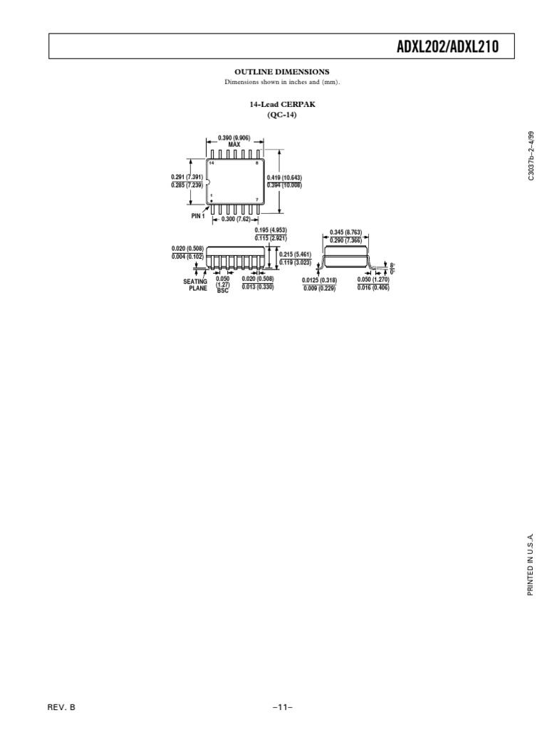ADXL202/ADXL210: Outline Dimensions | PDF