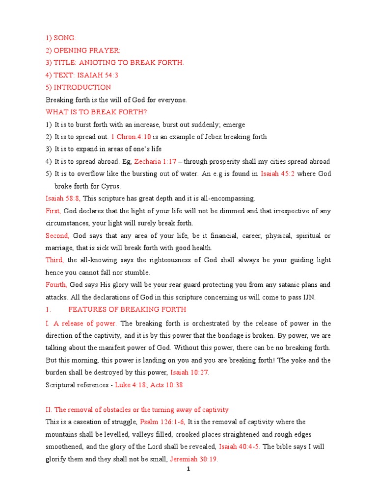 Sermon On Anointing To Break Forth | PDF | Revelation | Jesus