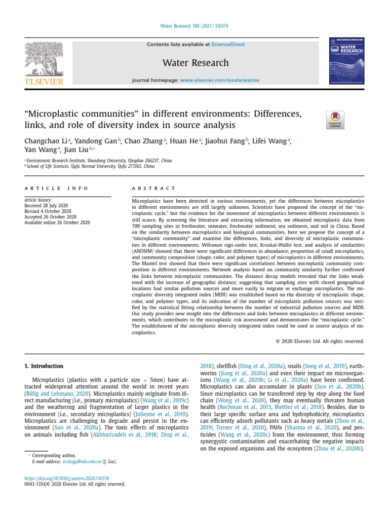 Microplastic Communities in Different Environments Differenc - 2021 ...