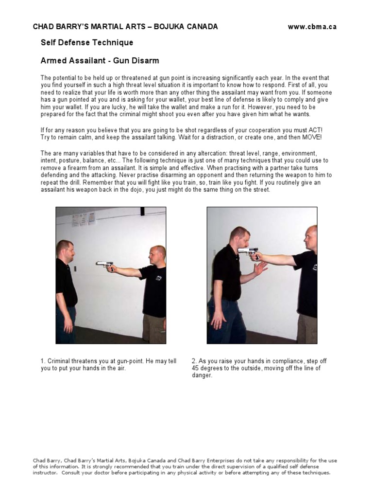 Self Defense Technique Armed Assailant - Gun Disarm: Chad Barry'S ...