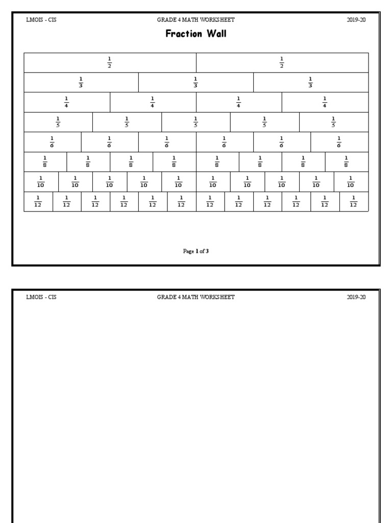 Fraction Wall and Questions | PDF