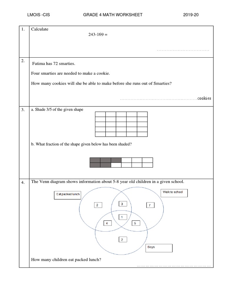 Grade 4 Revision Math Worksheet | PDF | Teaching Mathematics