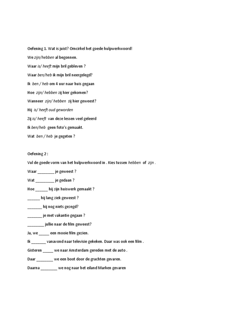 Hebben of Zijn Oefeningen | PDF