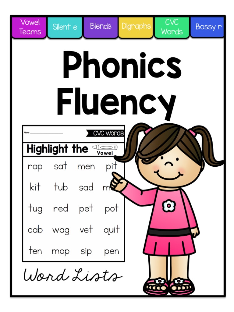 Phonics Fluency - Word Lists With Vowel Helper | PDF | Phonics | Text