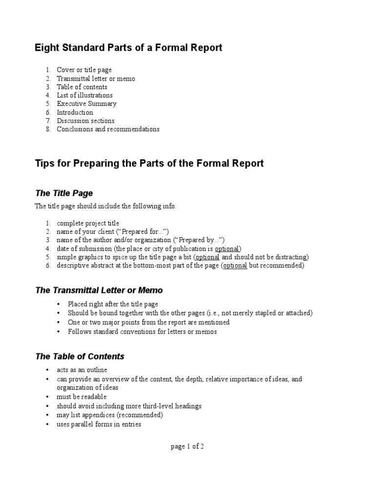 Tips For Preparing The Formal Report | PDF | Written Communication ...