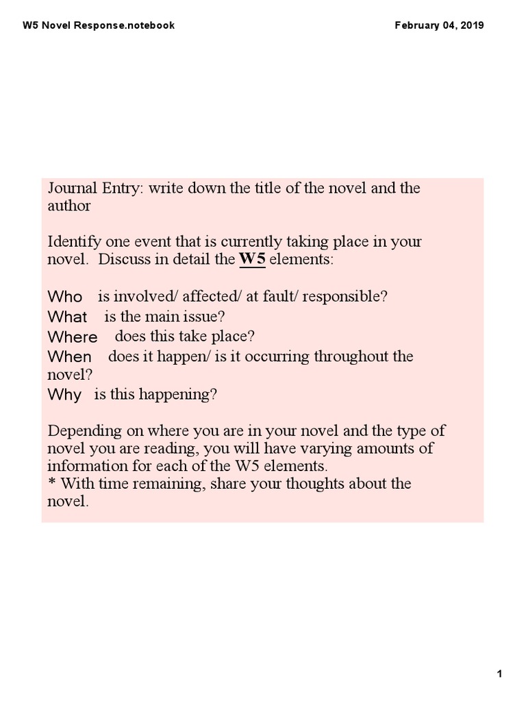 w5 Novel Response | PDF