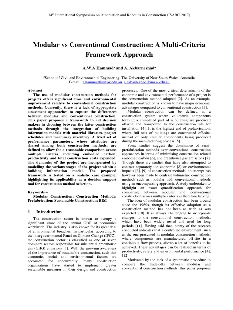 Modular Vs Conventional Construction A Multi-Crite | PDF | Building ...