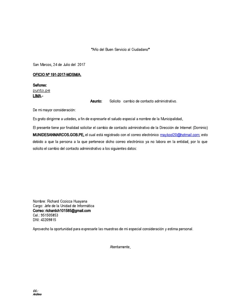 Oficio .MODELO | PDF