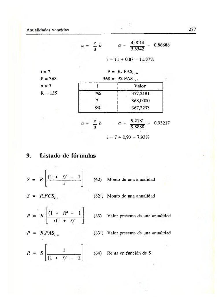 Formulas de Anualidades Vencidas | PDF | Enseñanza de matemática | Ocio