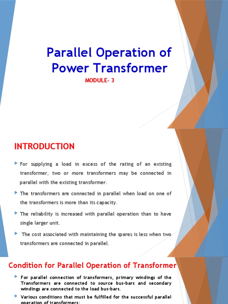 Parallel Operation of Power Transformer: Module-3 | PDF | Transformer ...