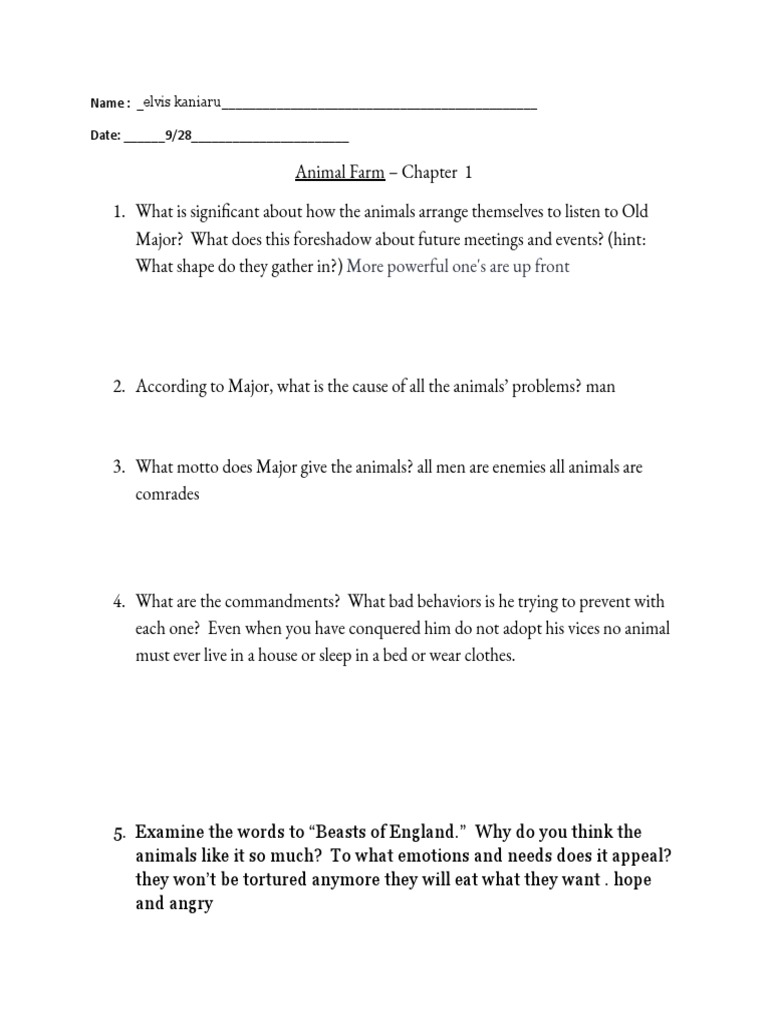 Animal Farm Chapter 1 Analysis | PDF