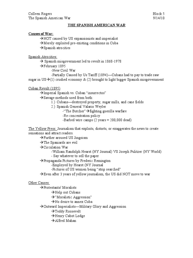 Causes of the Spanish American War | PDF | International Relations ...