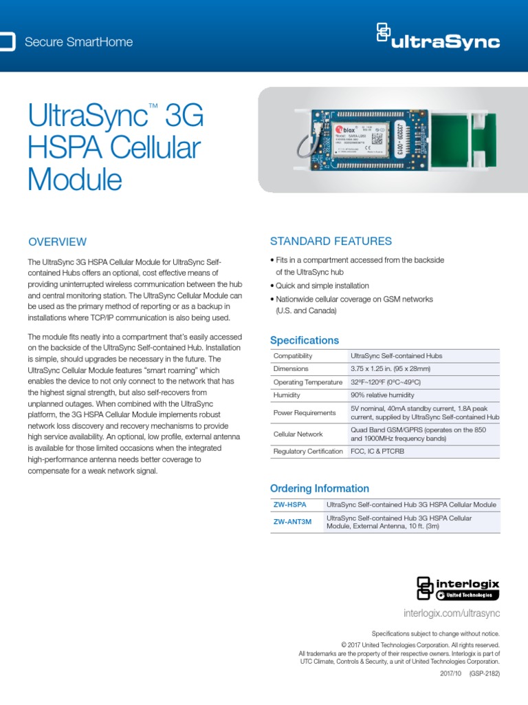 gsp-2182 Ultrasync Cellular Module Ds-Web | PDF | Cellular Network | 3 G