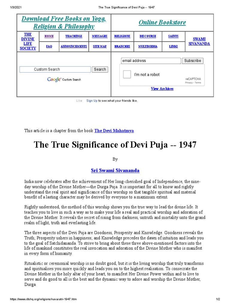 The True Significance of Devi Puja | PDF | Devi | Worship