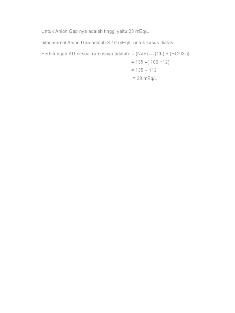 Rumus Perhitungan Anion Gap | PDF | Metode & Bahan Ajar