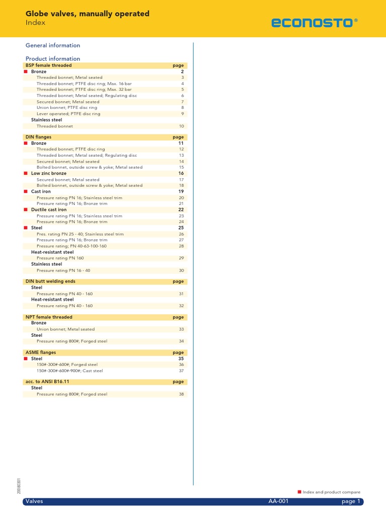 ECONOSTO Catalogue Full PDF | PDF | Valve | Screw