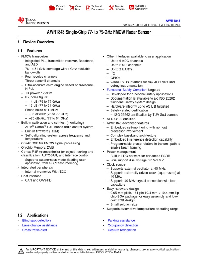 AWR - 1843 Auto Radar | PDF | Computers