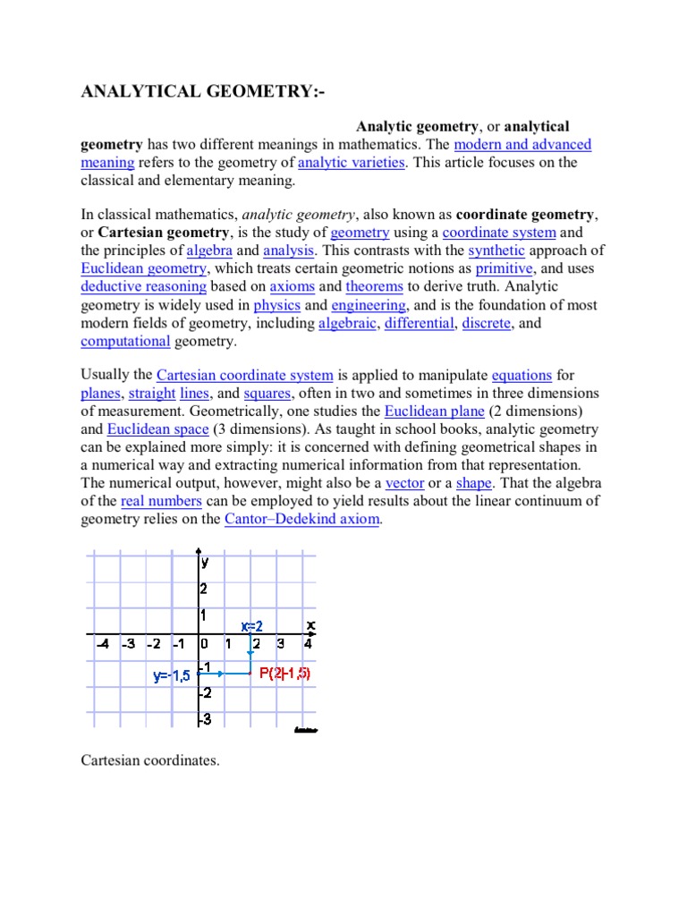 Analytical Geometry | PDF | Analytic Geometry | Coordinate System
