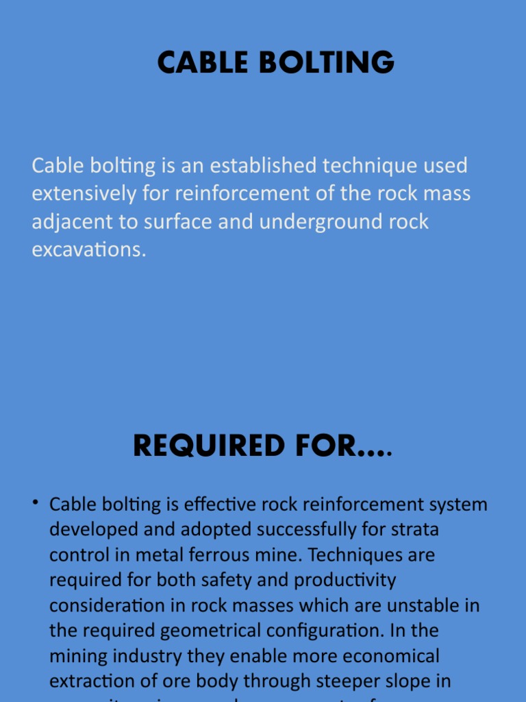 Cable Bolting | PDF | Mining | Screw