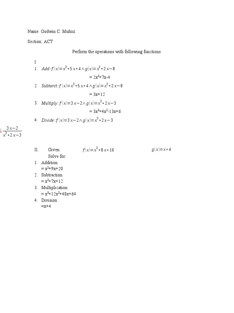 Operations On Functions | PDF