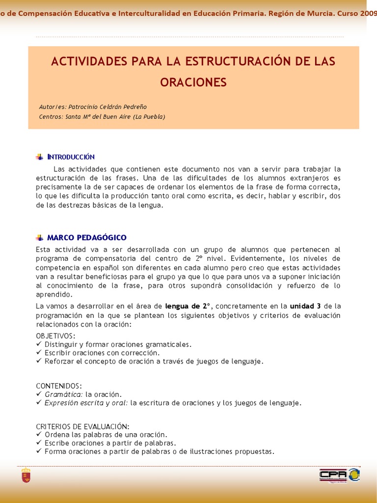 Estructuracion de Frases y Oraciones | PDF | Oración (Lingüística) | Color