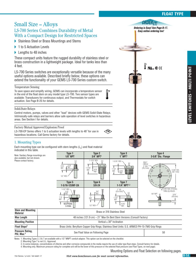 LS-700 Series Multi-Point Level Switches | PDF | Switch | Electrical Wiring