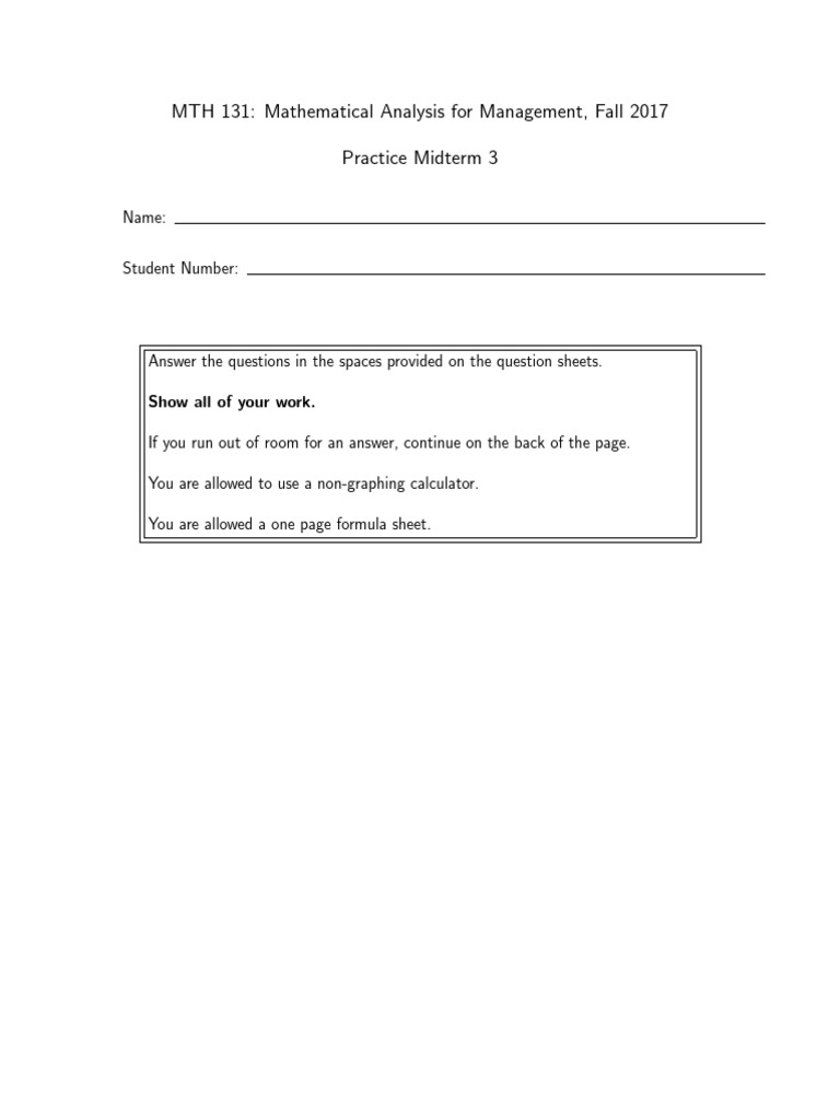 University at Buffalo Math 131 Midterm 3 | PDF | Maxima And Minima ...