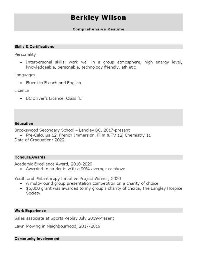 Berkley Comprehensive Resume | PDF