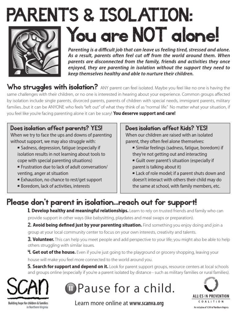 You Are NOT Alone!: Parents & Isolation | PDF | Parenting | Relationships