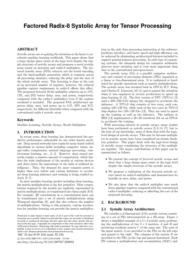 Factored Systolic Array Tensor Processing | PDF | Matrix (Mathematics ... Factored Systolic Array Tensor Processing | PDF | Matrix (Mathematics ...