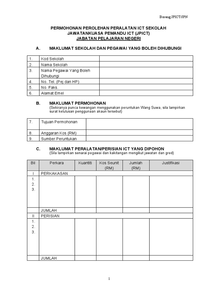 Borang JPICT JPN | PDF