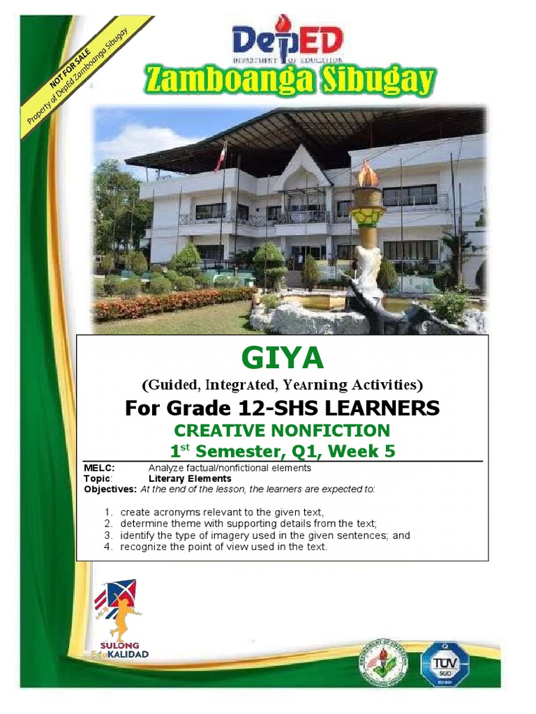 For Grade 12-SHS LEARNERS: Creative Nonfiction 1 Semester, Q1, Week 5 | PDF