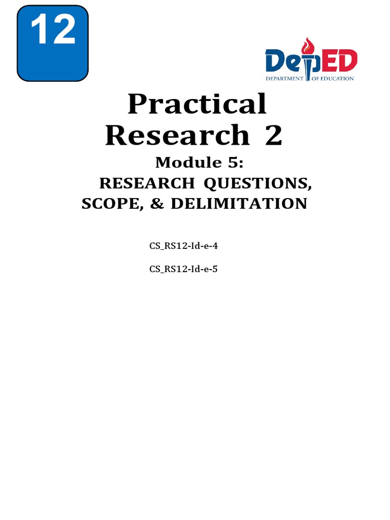 Practical Research 2: Research Questions, Scope, & Delimitation | PDF ...