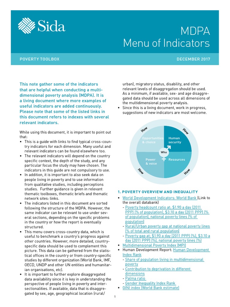 Mdpa Menu of Indicators | PDF | Gross Domestic Product | Employment