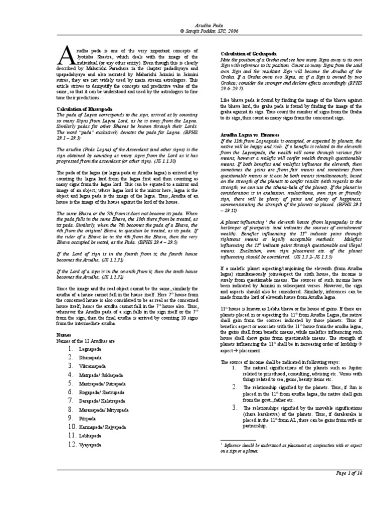 Arudha Pada | PDF | Planets In Astrology | Astrology