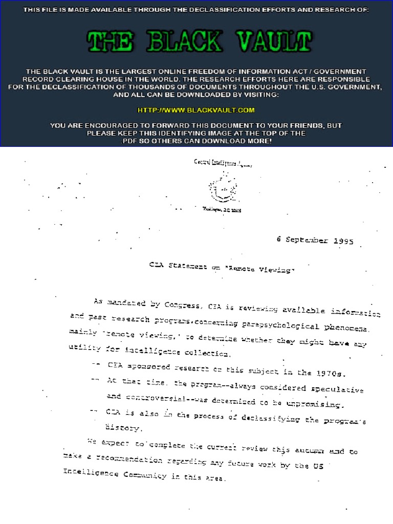 CIA Document Evaluation of Remote Viewing Research | PDF
