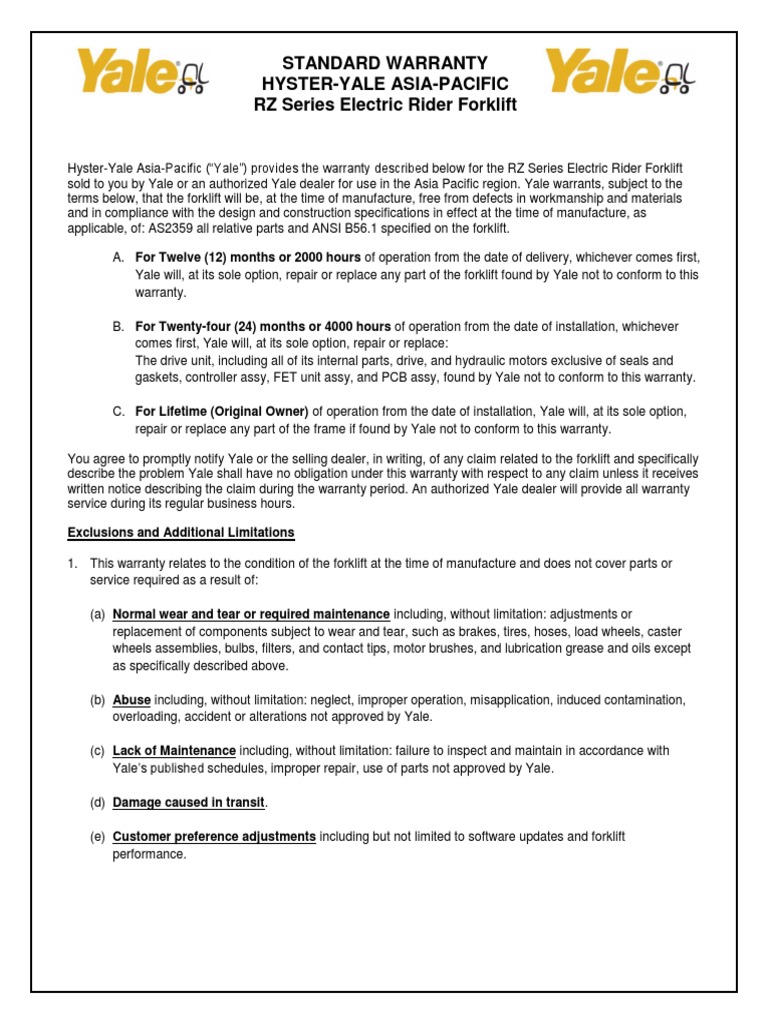 Yale Version - Hyster-Yale Asia-Pacific - RZ Series ER Standard ...