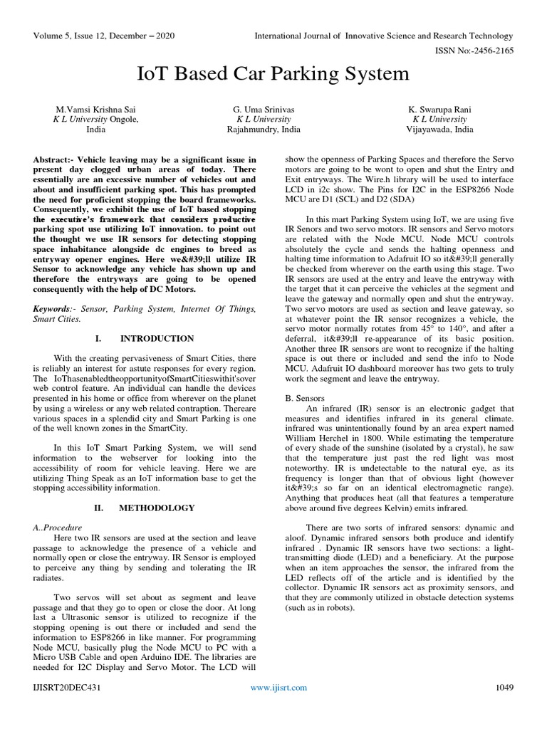 IoT Based Car Parking System | Download Free PDF | Infrared | Internet ...