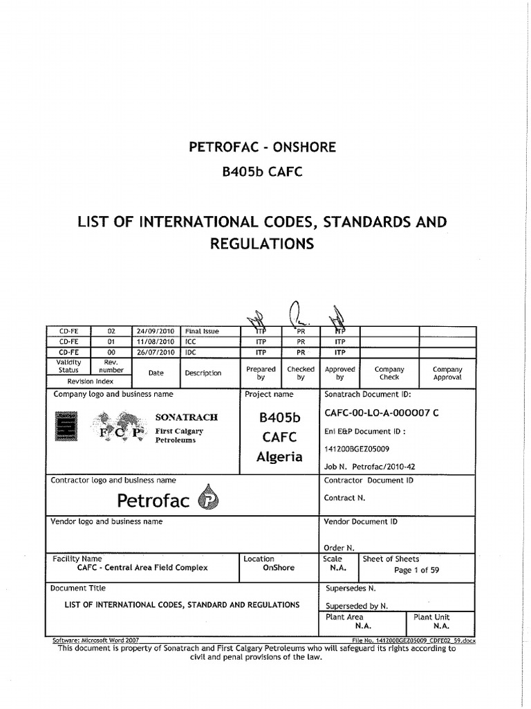 List of Codes, Standards and Regulations | PDF | International ...