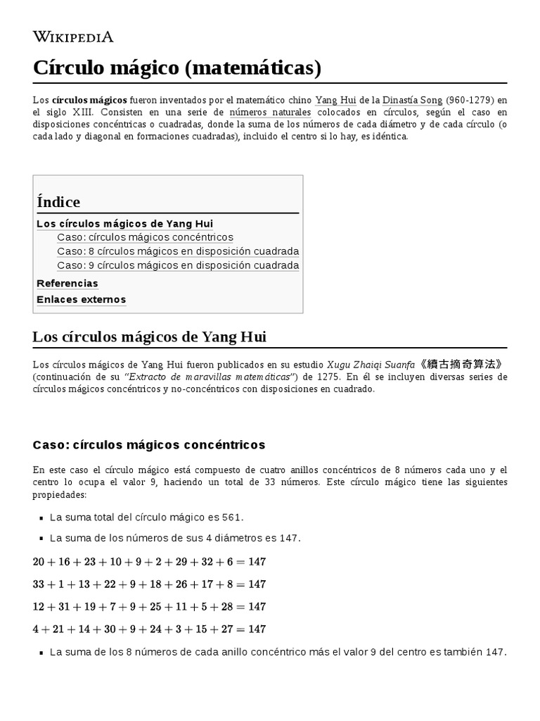 Círculo Mágico (Matemáticas) | PDF | Science | Enseñanza de matemática