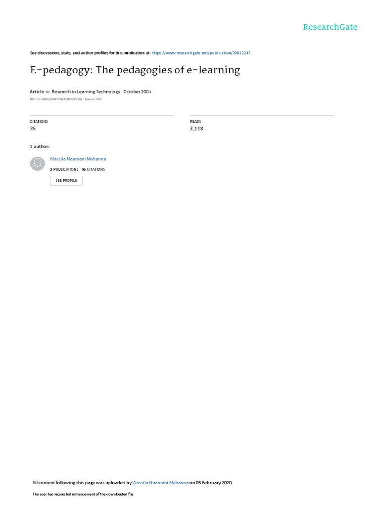 E-Pedagogy: The Pedagogies of E-Learning: Research in Learning ...
