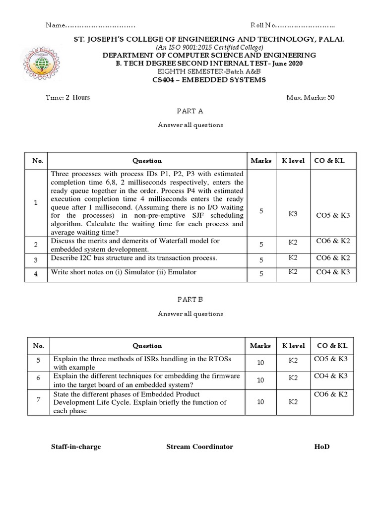 CS404 Embedded System | PDF | Applied Mathematics | Computer Engineering