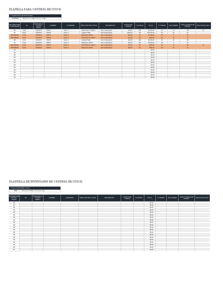 Planilla para Control de Stock | PDF | Business