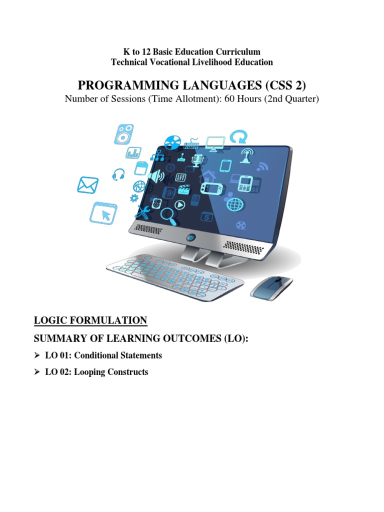 Programming Languages (Css 2) : Number of Sessions (Time Allotment) : 60 Hours (2nd Quarter ...