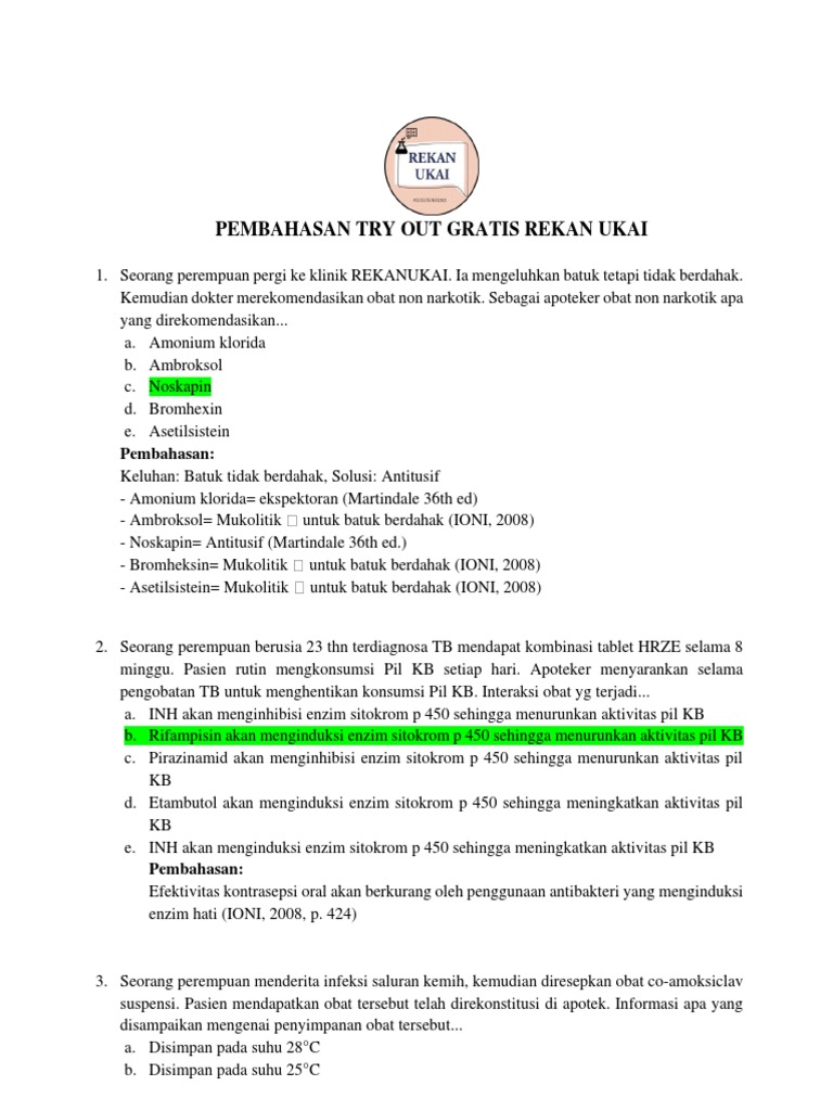 Soal Dan Pembahasan Try Out Gratis Rekanukai Batch 1 | PDF