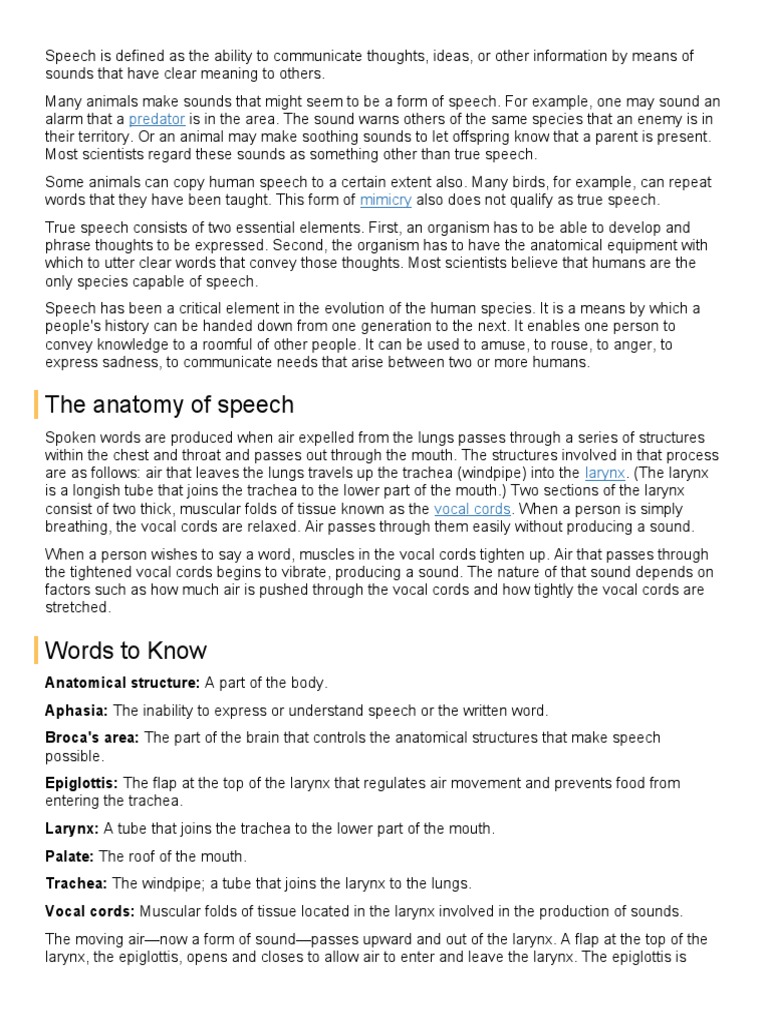 Anatomy of Speech | PDF | Larynx | Speech