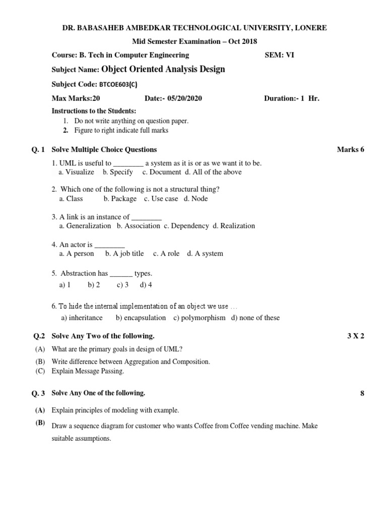 Ooad Mid Sem Paper 20.05.2020 | PDF | Computers