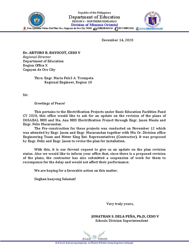 Draft Letter To Region FINAL Dep Ed | PDF | Philippines