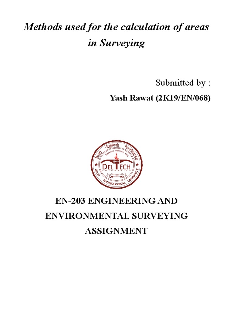 Methods Used For The Calculation of Areas in Surveying: Submitted by ...