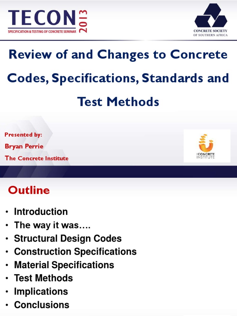 Review of and Changes To Concrete Codes, Specifications, Standards and ...